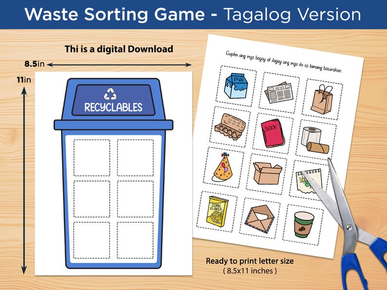 Waste Sorting Game, Filipino Earth Day Activity (PDF Pattern) - Etsy