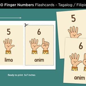 Tagalog Counting Number Flash Cards, Counting to 10, Number Flash Cards ...