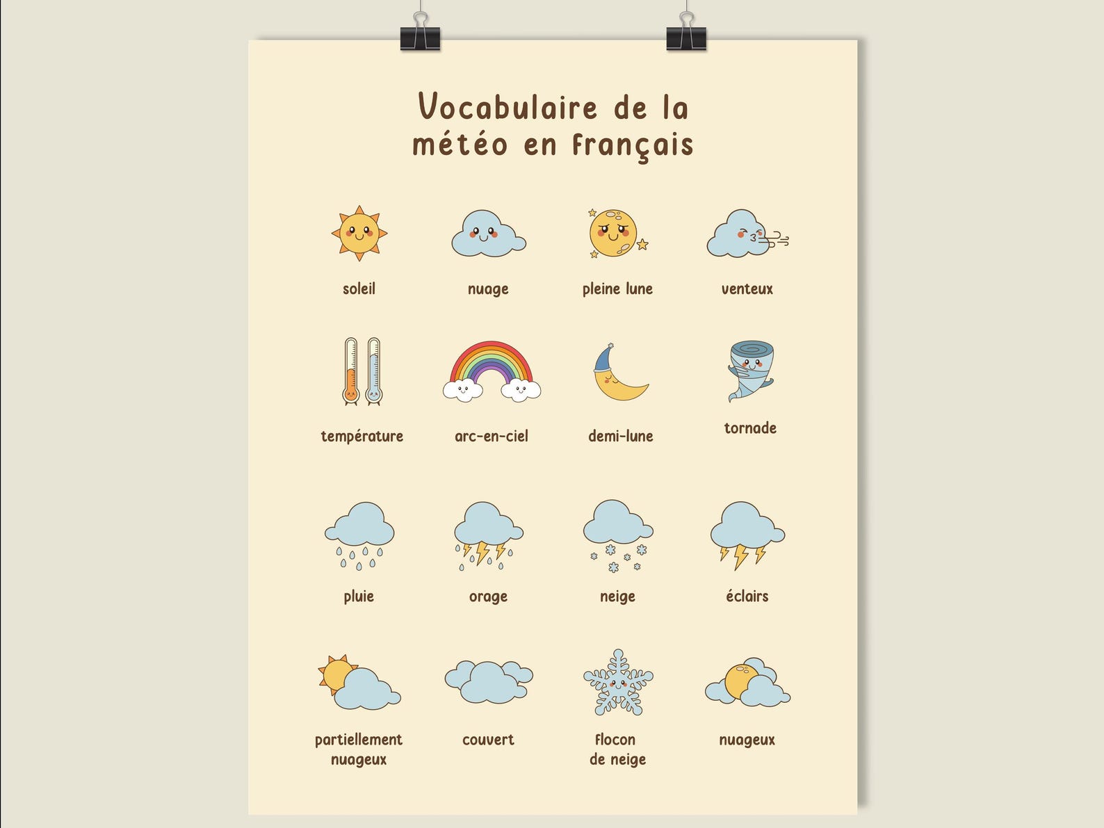 Vocabulaire De La Météo En Français, French Weather Vocabulary Matte ...
