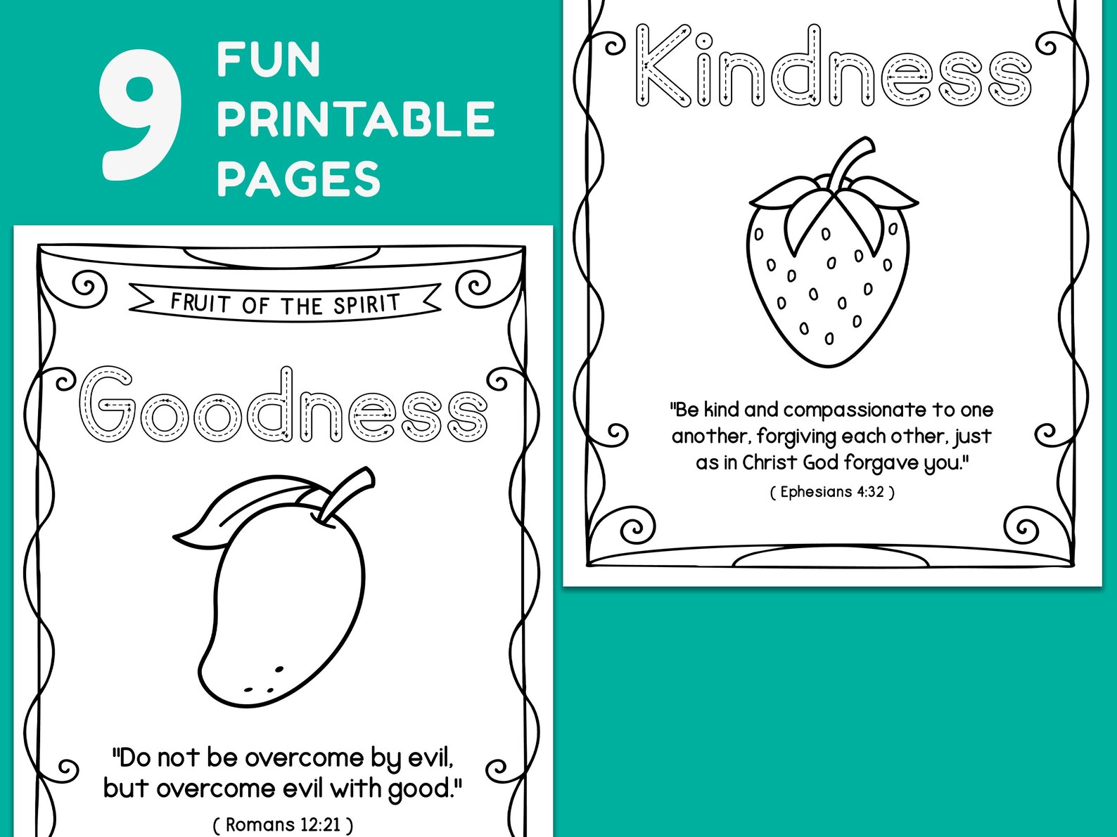 Fruits of the Spirit Coloring Pages, Bible Verse Tracing (PDF) - Etsy