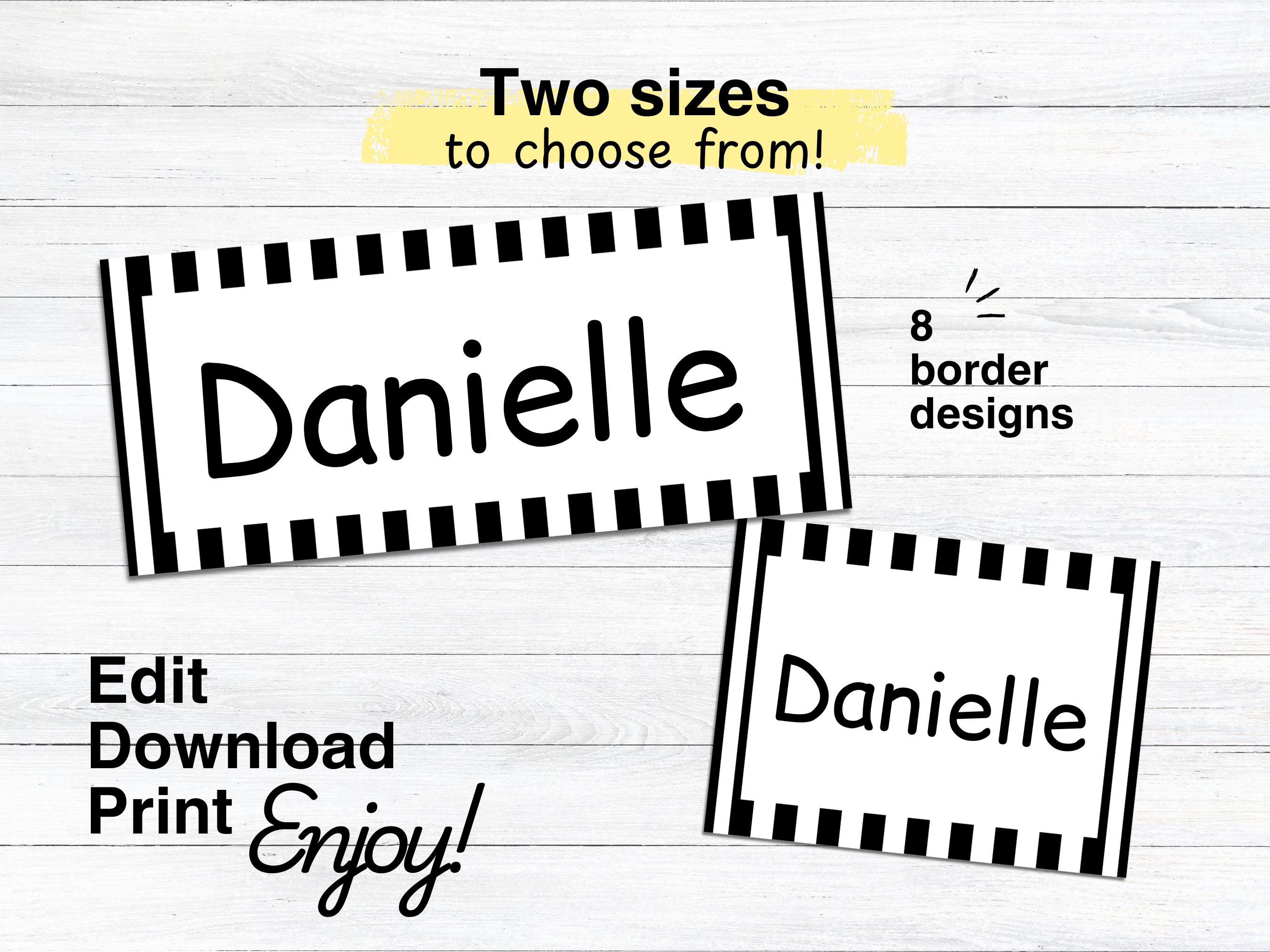 Editable Black and White Pattern Classroom Name Tags, Simple School ...