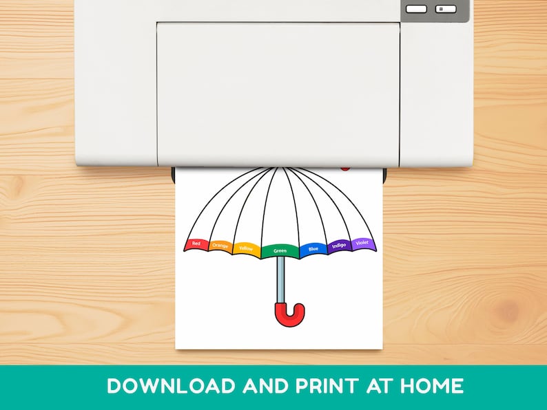 Rainbow Umbrella Coloring Page, Kids Learning Activity (PDF) - Etsy