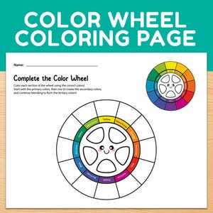 Color Wheel Coloring Page, Kids Color Theory Worksheet, Primary ...