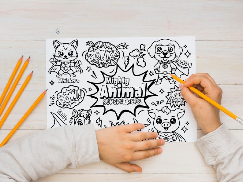 Superhero Animals Coloring Pages, Fun Kids Activity, Printable Art ...