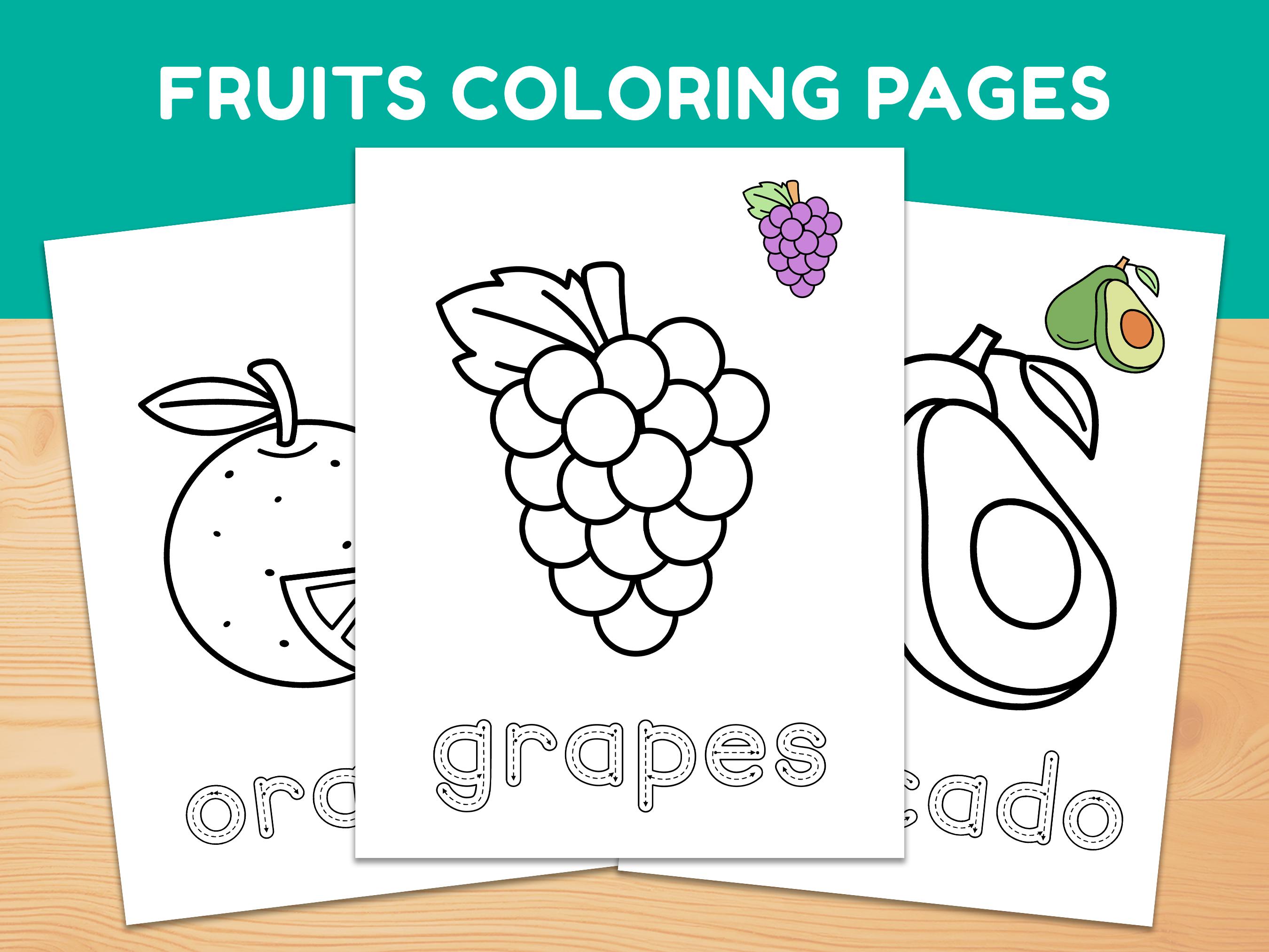 Fruits Coloring Page for Kids | Learn Colors Activity | Preschool ...