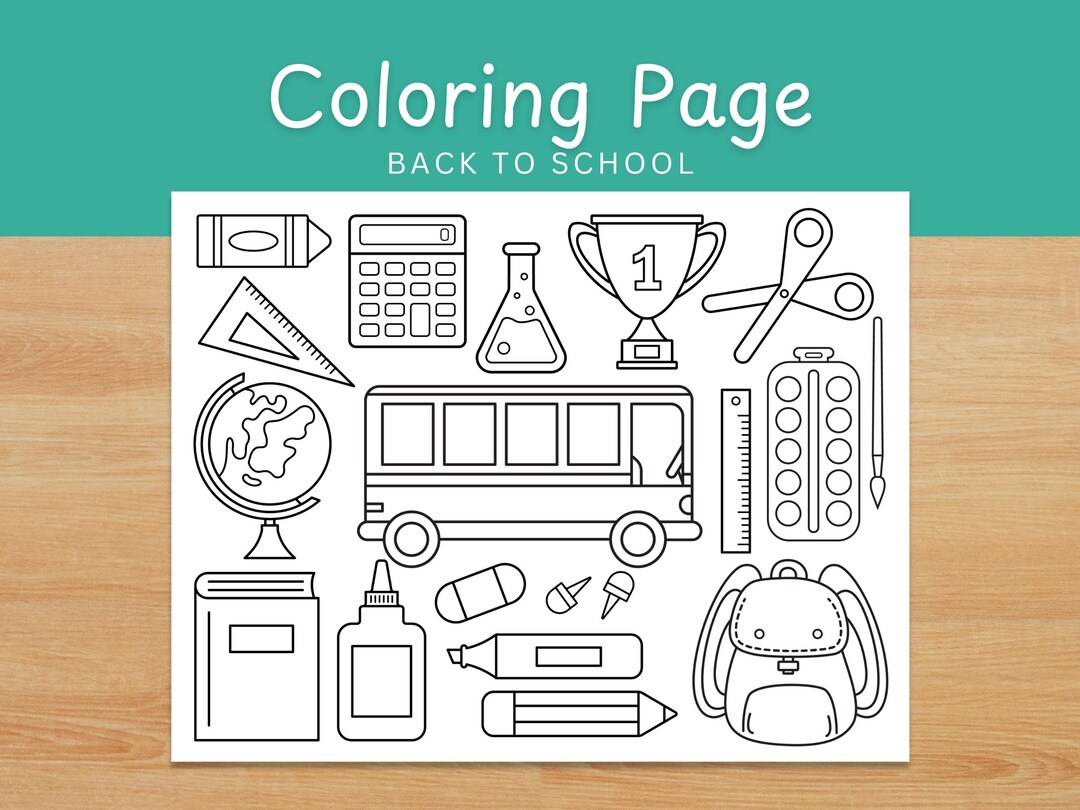 Back to School Coloring Page, School Coloring, Pre-k Kindergarten Fun ...