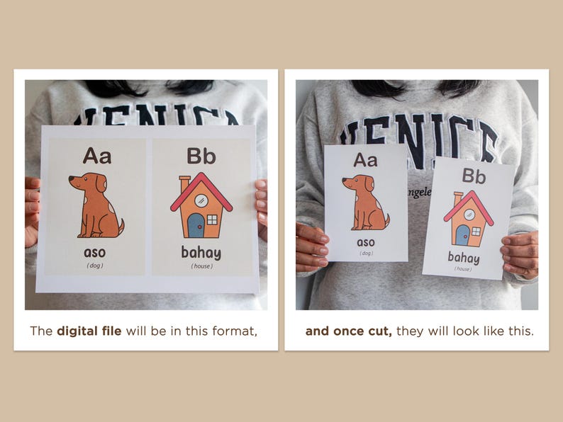 Filipino Alphabet Flashcards, Tagalog Flashcards Alphabets With English ...