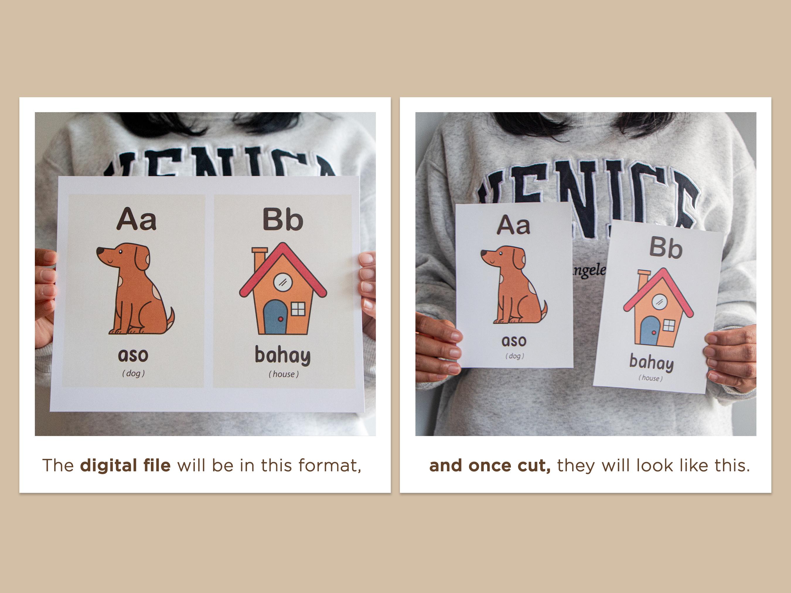 Filipino Alphabet Flashcards, Tagalog Flashcards Alphabets With English ...