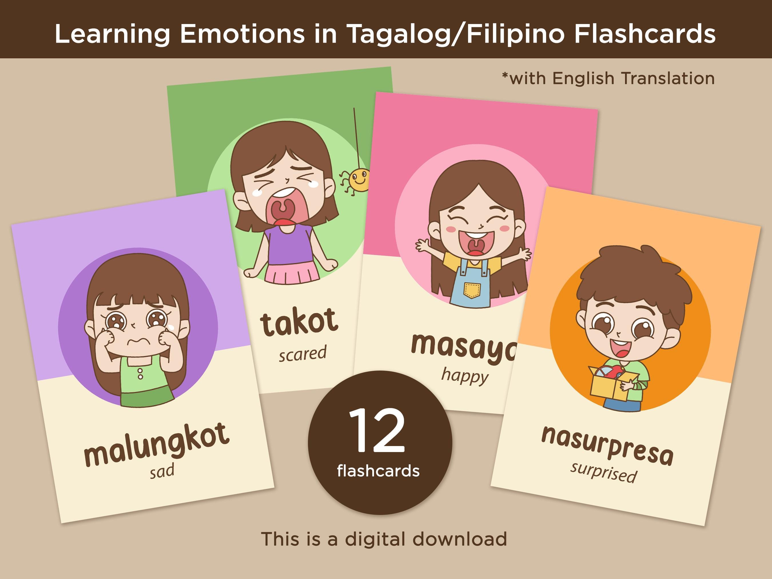 Filipino Emotions Flashcards, Tagalog Feelings Flashcards, Printable ...