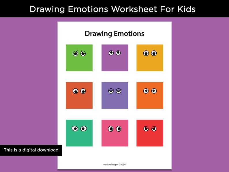 Expressive Emotions Printable Drawing Worksheet for Kids, Learning ...