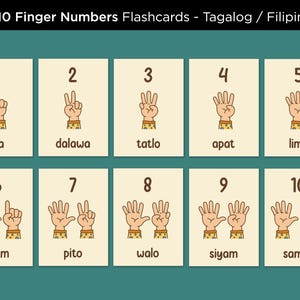 Tagalog Counting Number Flash Cards, Counting to 10, Number Flash Cards ...