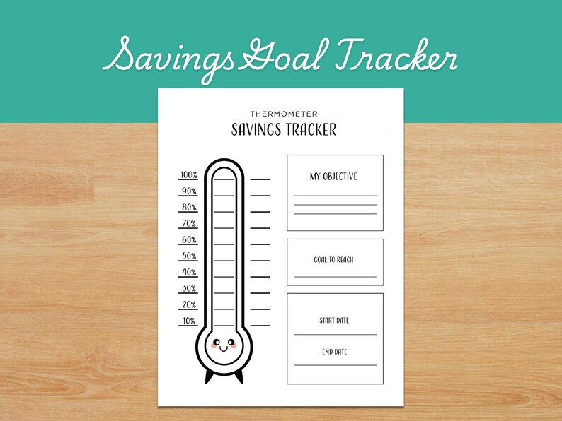 Thermometer Savings Tracker, Easy Budgeting Worksheet for Children ...