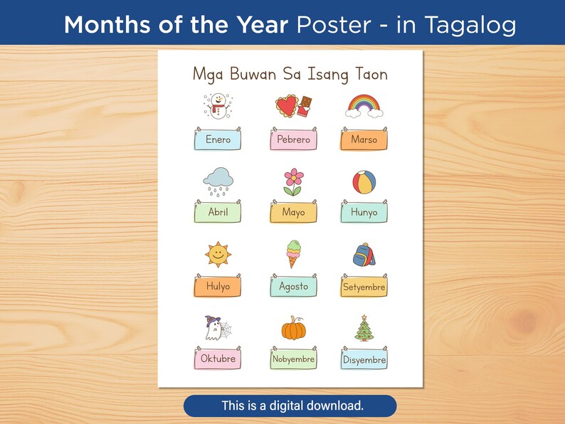 Filipino Months of the Year Poster, Classroom Homeschool Decor (digital ...