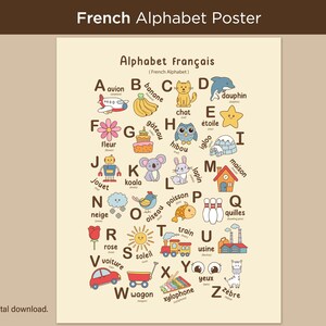 French Alphabet Printable Poster, French Alphabet Kids Room Decor ...