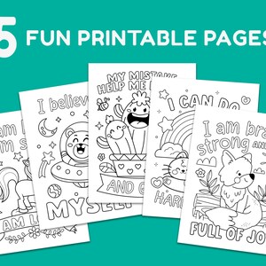 Cute Affirmation Coloring Pages | Positive Words, Kids Mindfulness ...