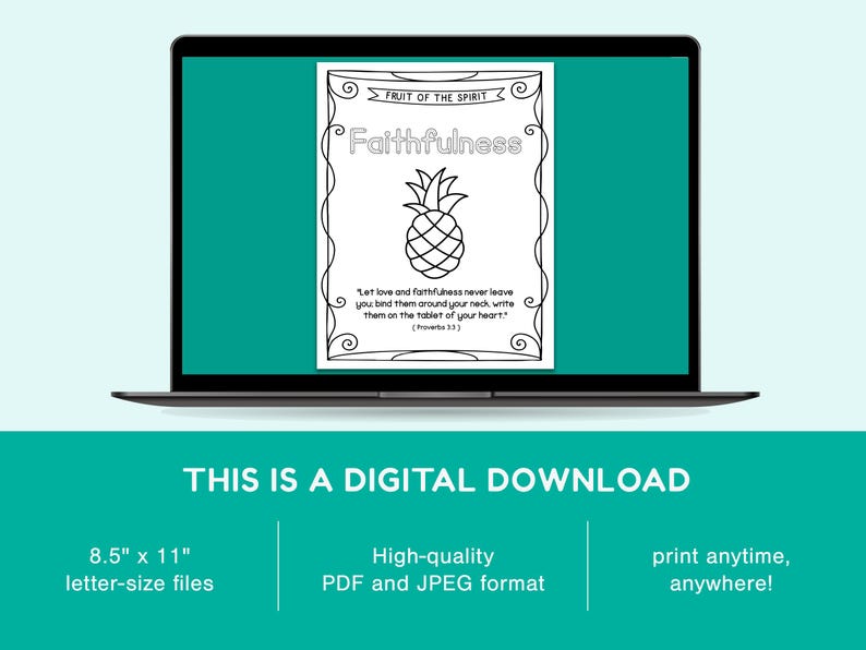 Fruits of the Spirit Coloring and Tracing Pages, Christian Printable ...