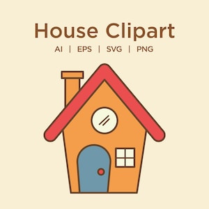 House Clipart, Cute Cartoon House Svg, Png, Eps, Ai, House Vector ...