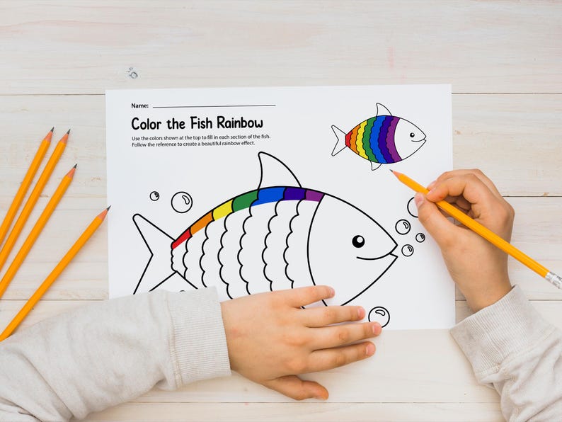 Fish Coloring Page for Kids, Cute Ocean Coloring, Homeschool Activity ...