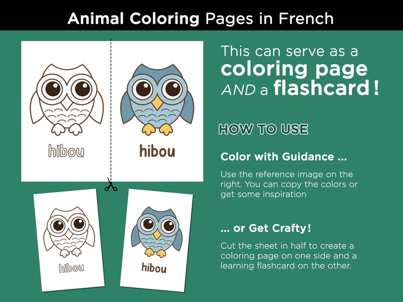 Animal Coloring in French, Coloring Worksheet for Kids, Animal ...