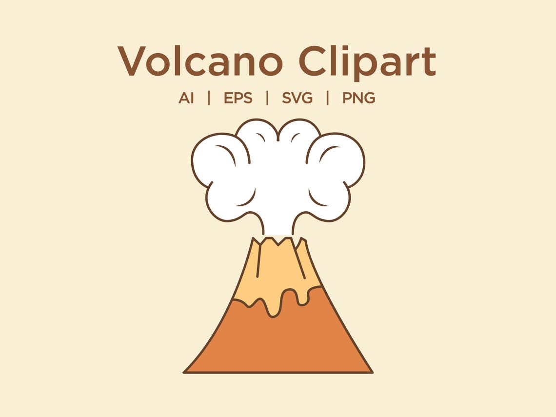 Volcano SVG, PNG, EPS, Ai, Volcano Clipart Vector Design, Volcano Digital File, Instant Download ...