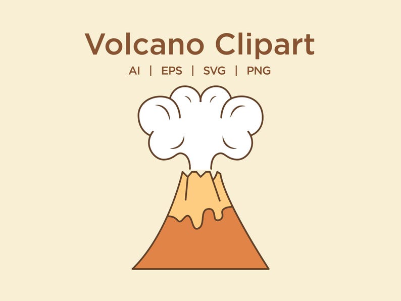 Volcano SVG, PNG, EPS, Ai, Volcano Clipart Vector Design, Volcano ...