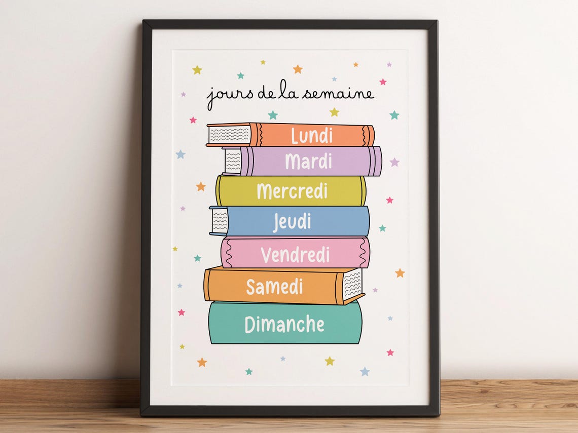 Days of the Week Poster for Playrooms, Les Jours De La Semaine, Days of ...
