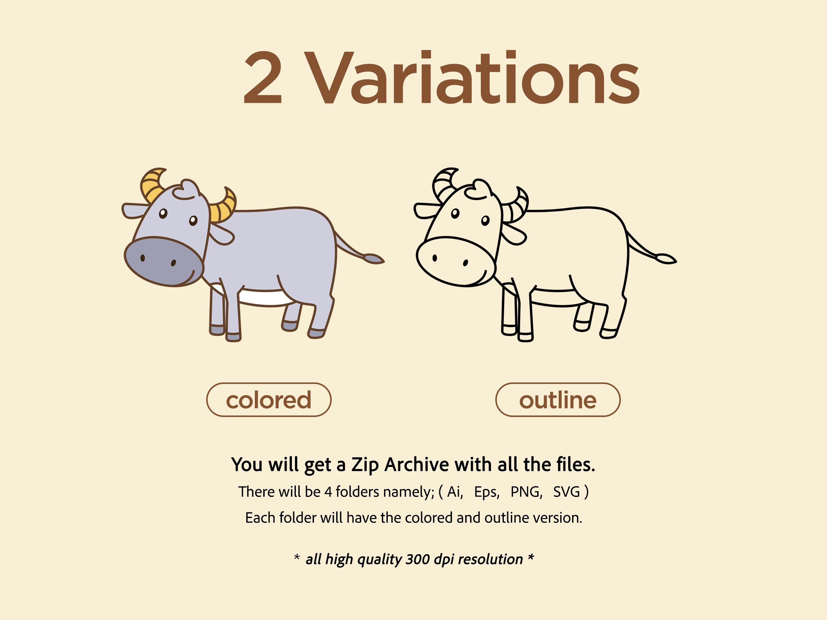 Carabao Clipart, Water Buffalo, Animal Svg, Png, Eps, Ai, Filipino ...