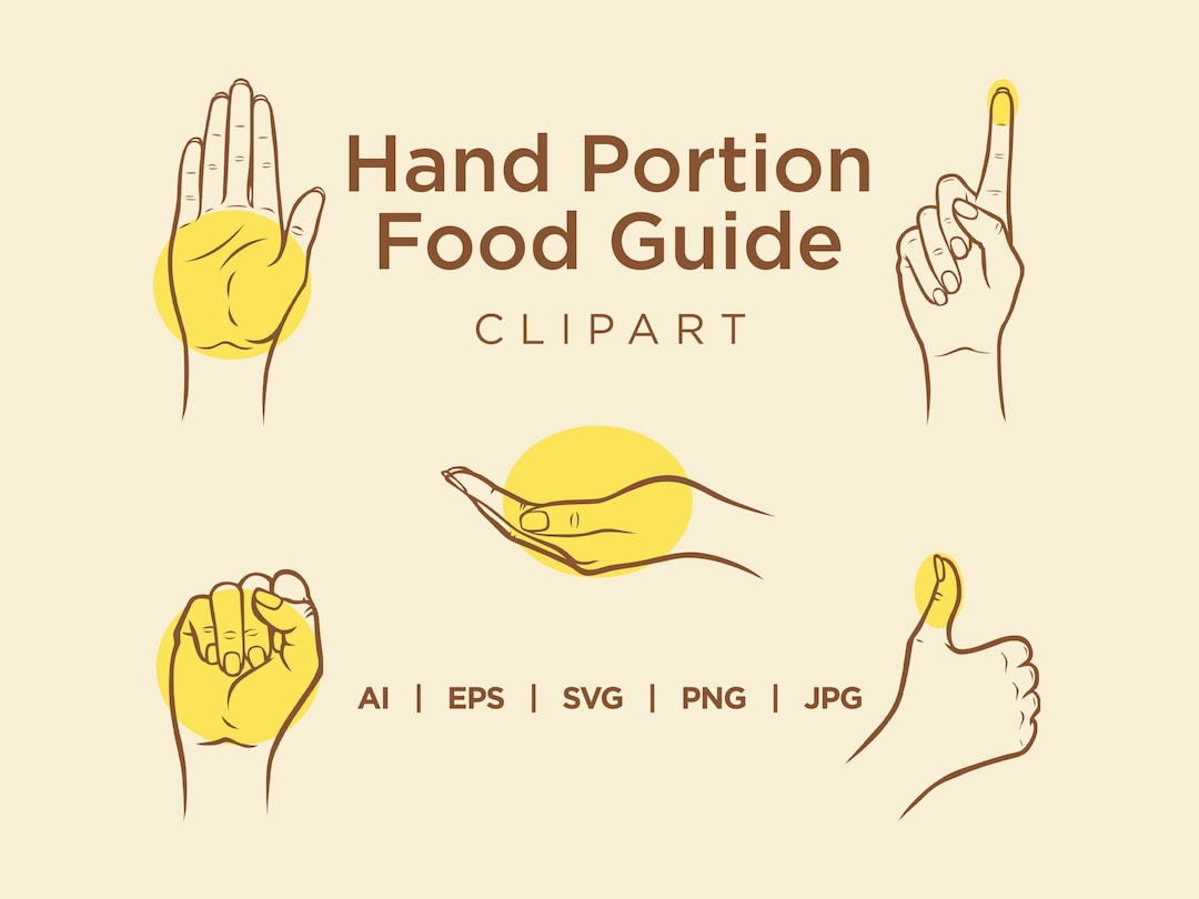 Hand Portion Food Guide Clipart, Portion Control Guide, Tools for ...