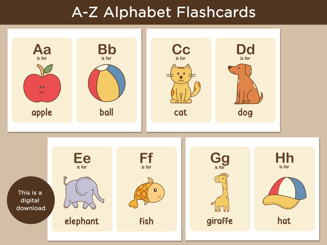 ABC Flash Cards for Kids, Learn Abcs, Printable Alphabet Flash Cards ...