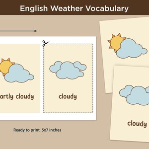 16 English Weather Vocabulary Flashcard, Weather Chart Digital Download ...