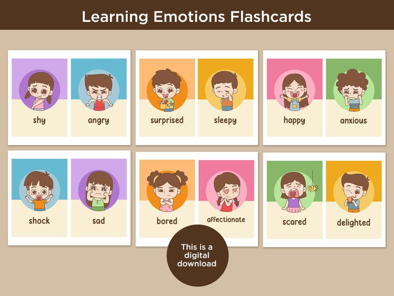 Emotions Flashcards, Feelings Flashcards, Printable Learning Resources, Homeschool Activity ...