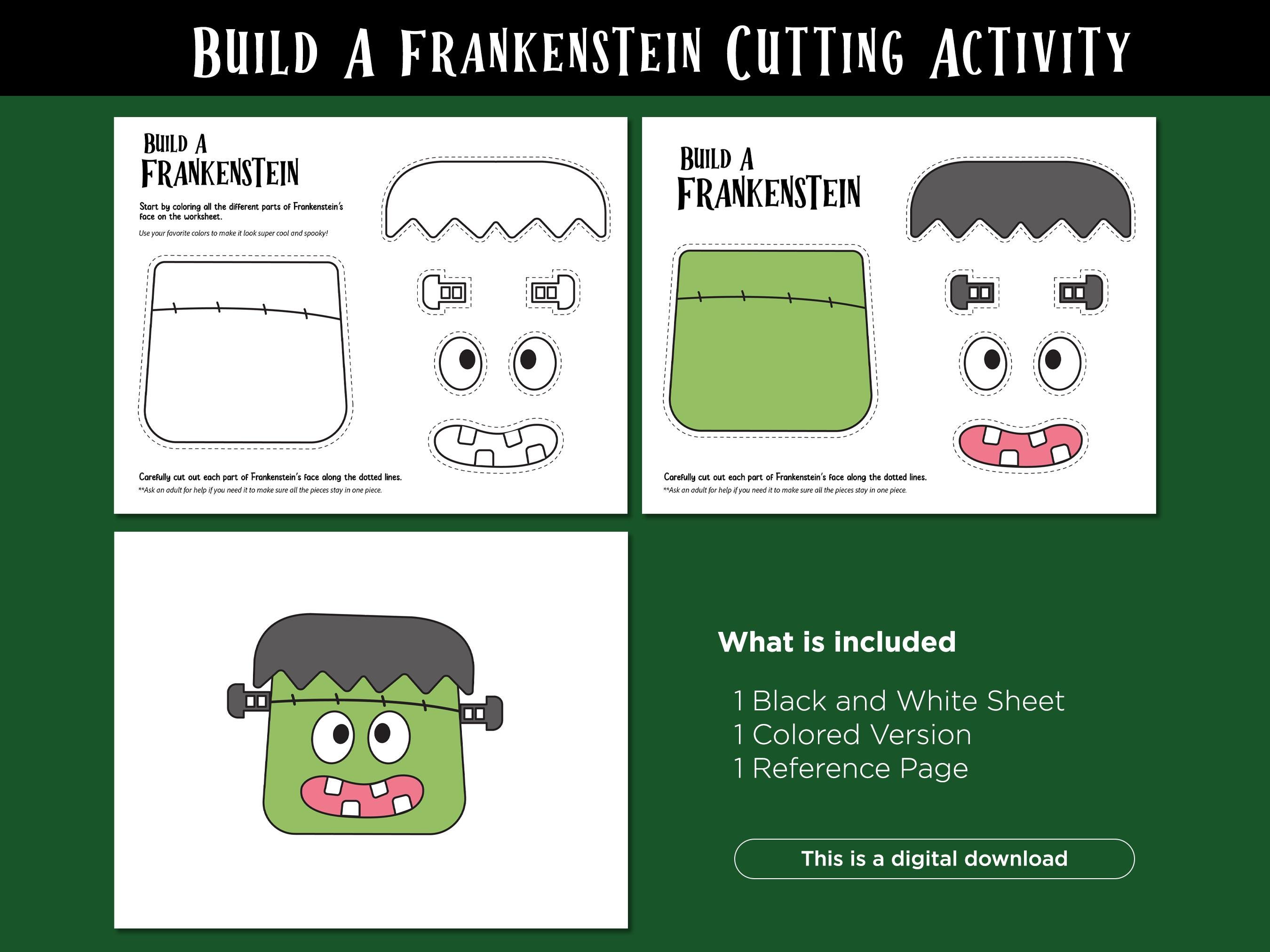 Build A Frankenstein Craft for Kids, Halloween Paper Craft, Halloween ...