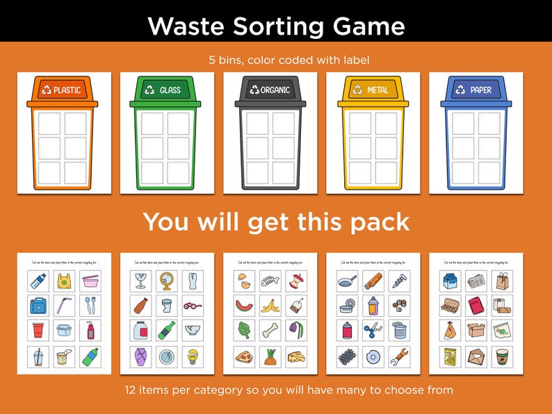 Waste Sorting Activity, Earth Day Activity, Recycling Game, Garbage Sorting Game, Homeschool ...