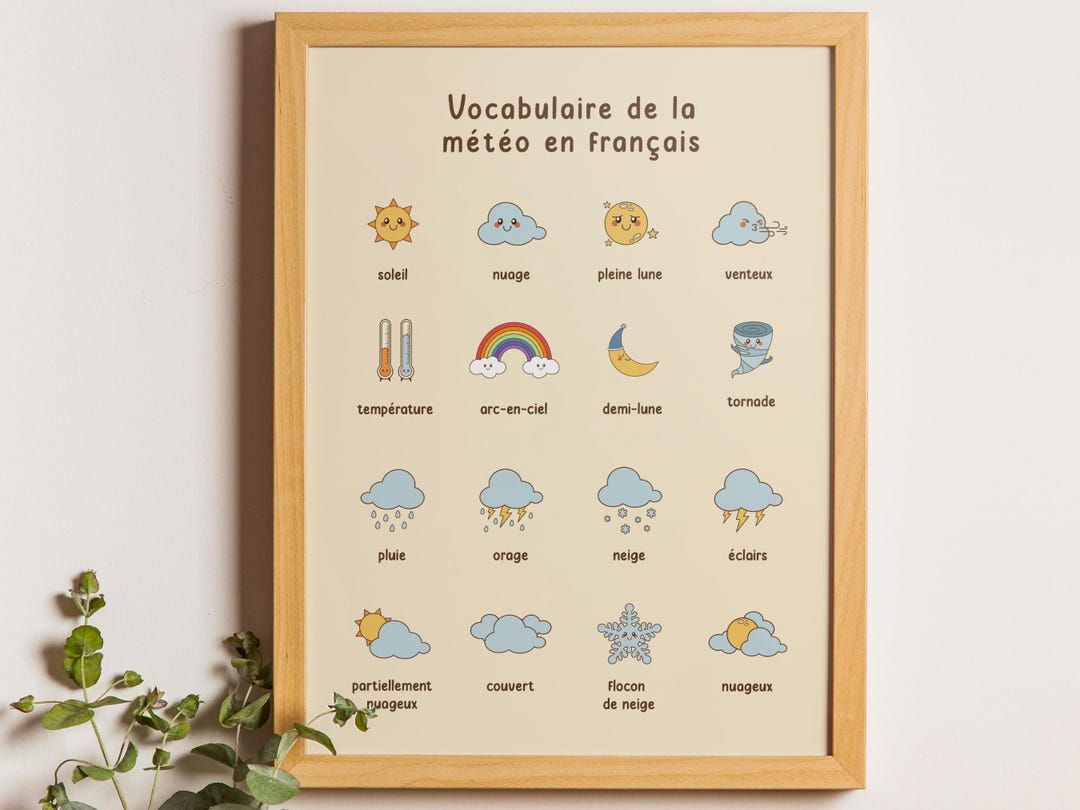 French Weather Vocabulary Poster, Classroom Decor (digital Download) - Etsy