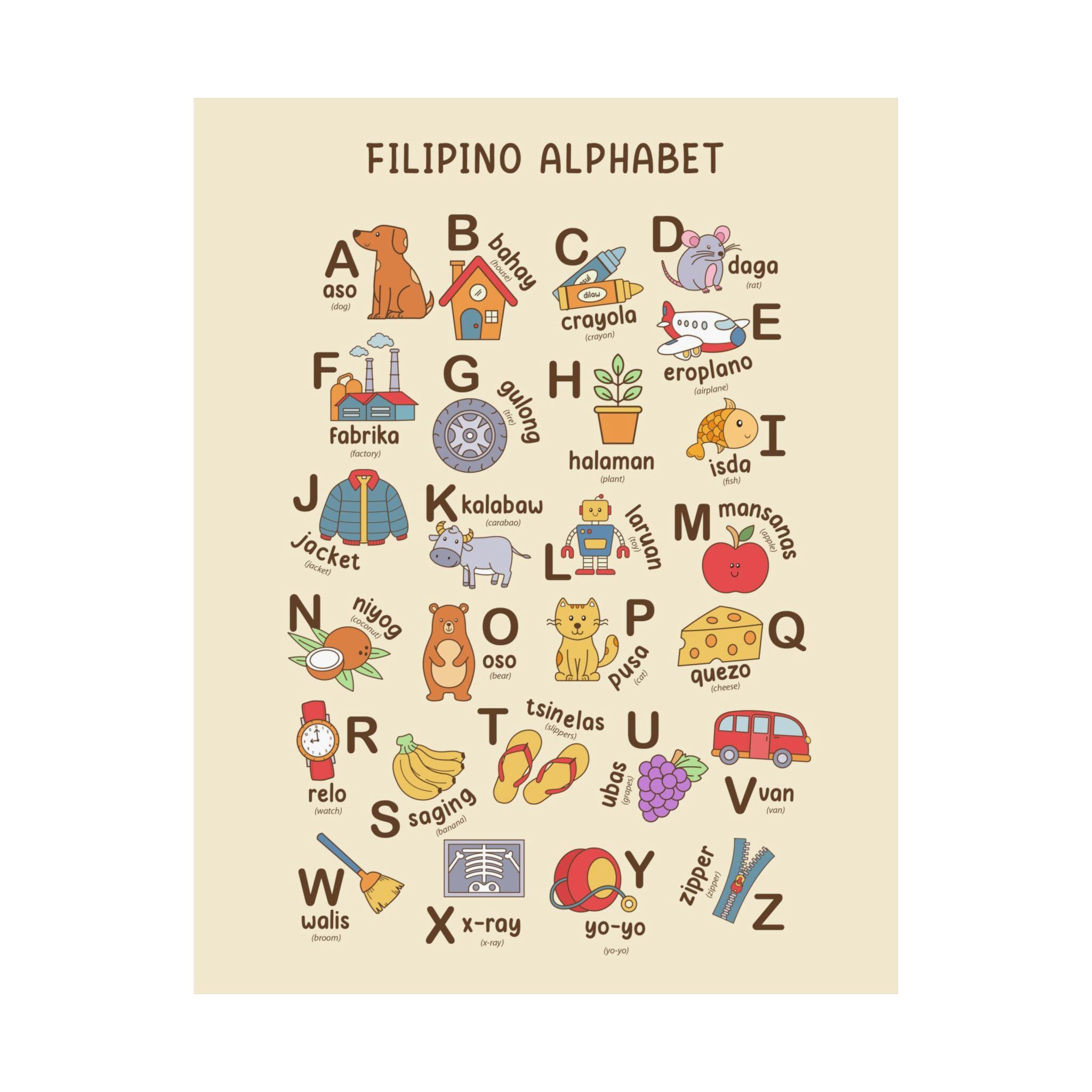 Filipino Alphabet Matte Vertical Poster, Tagalog Alphabet Kids Room ...