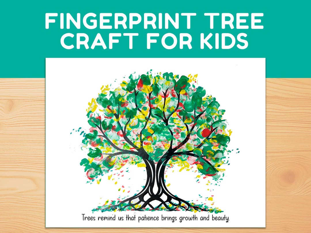 Fingerprint Tree Craft for Kids, Handprint Art Printable, Preschool ...