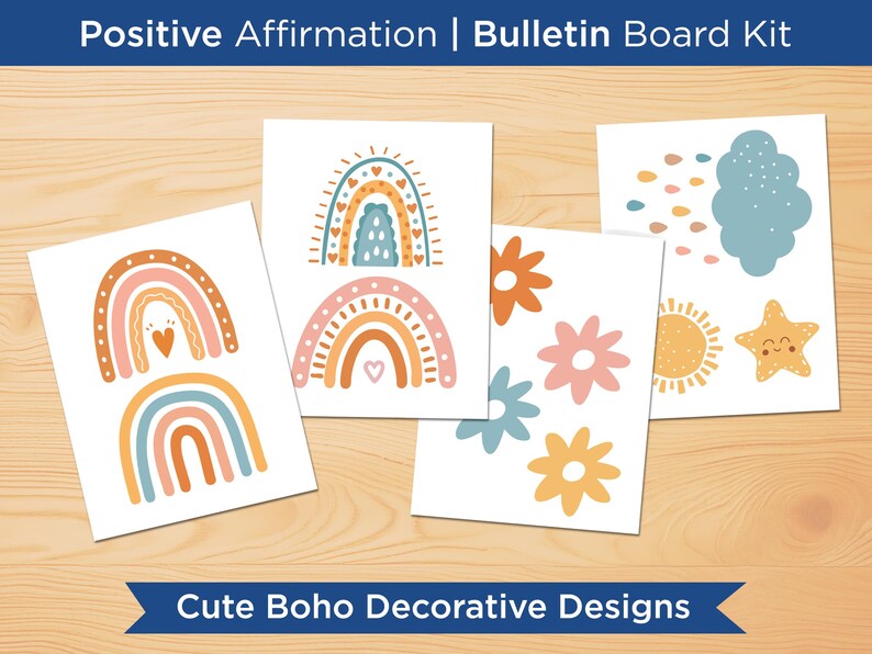 Positive Affirmation Bulletin Board Kit, Boho Classroom Decor ...