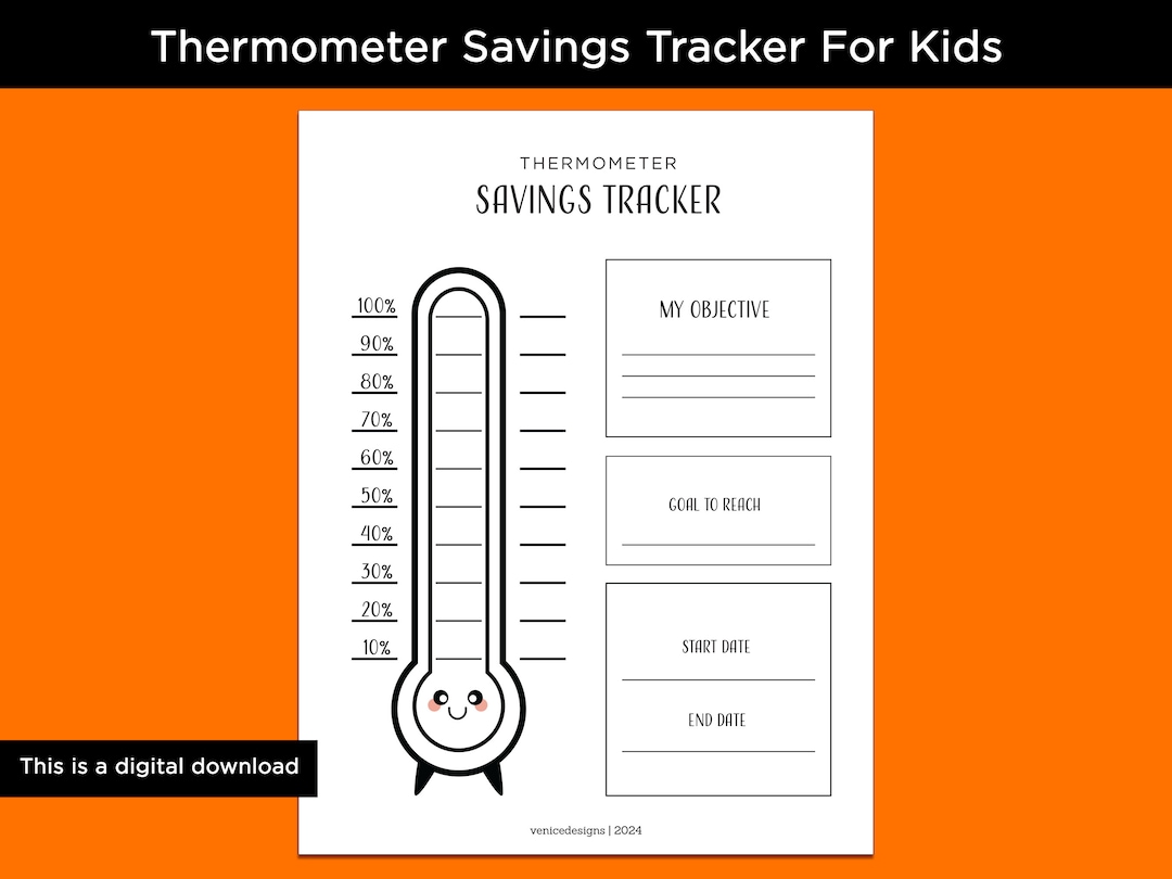 Thermometer Savings Tracker, Easy Budgeting Worksheet for Children ...