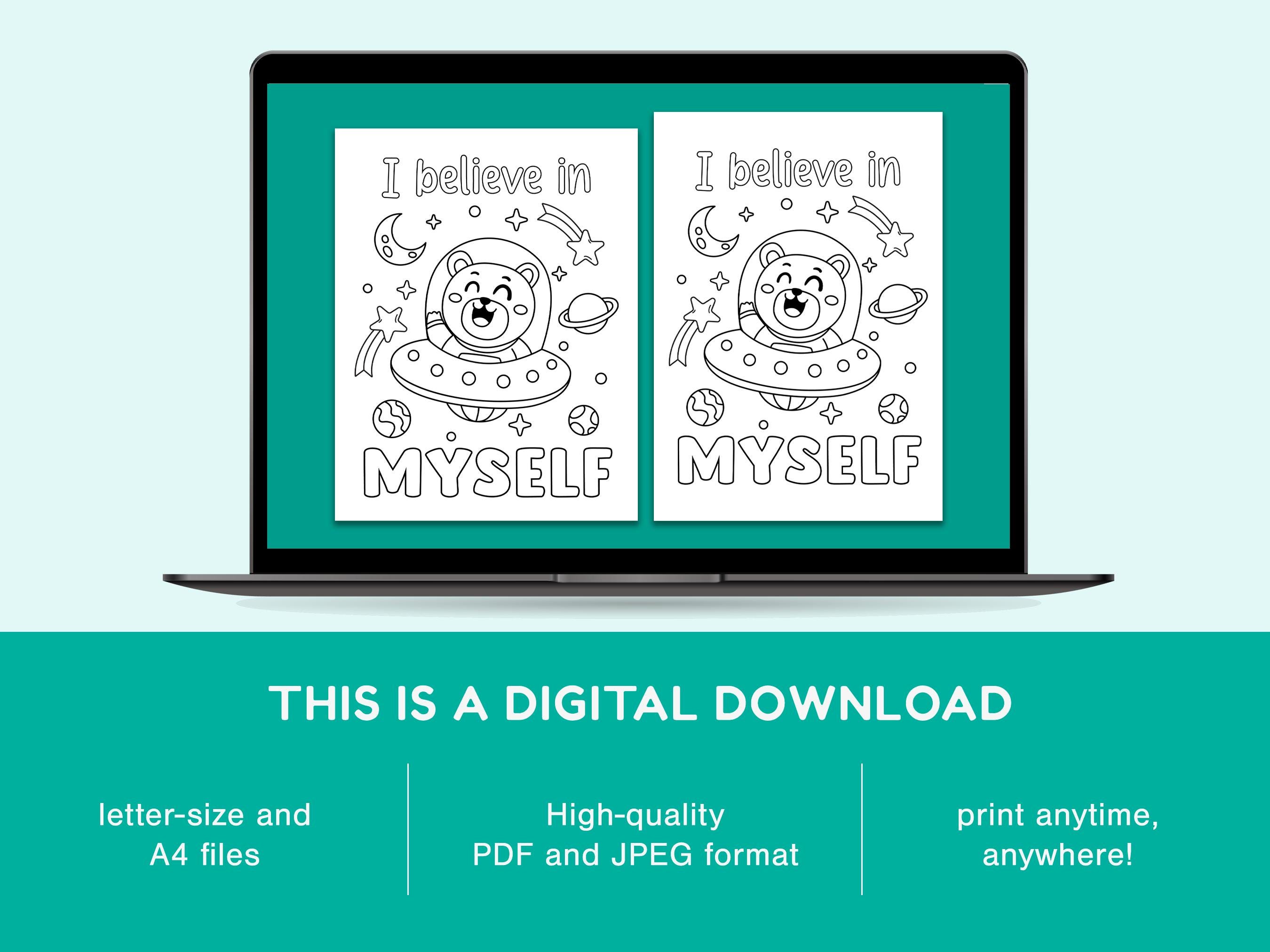 Cute Affirmation Coloring Pages | Positive Words, Kids Mindfulness ...