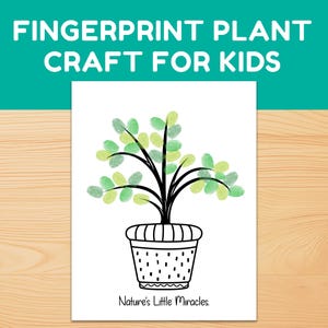 Fingerprint Plant Craft for Kids, Handprint Art Printable, Preschool ...