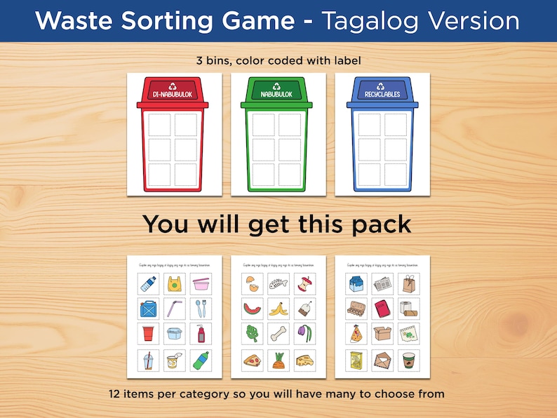Waste Sorting Game, Filipino Earth Day Activity (PDF Pattern) - Etsy