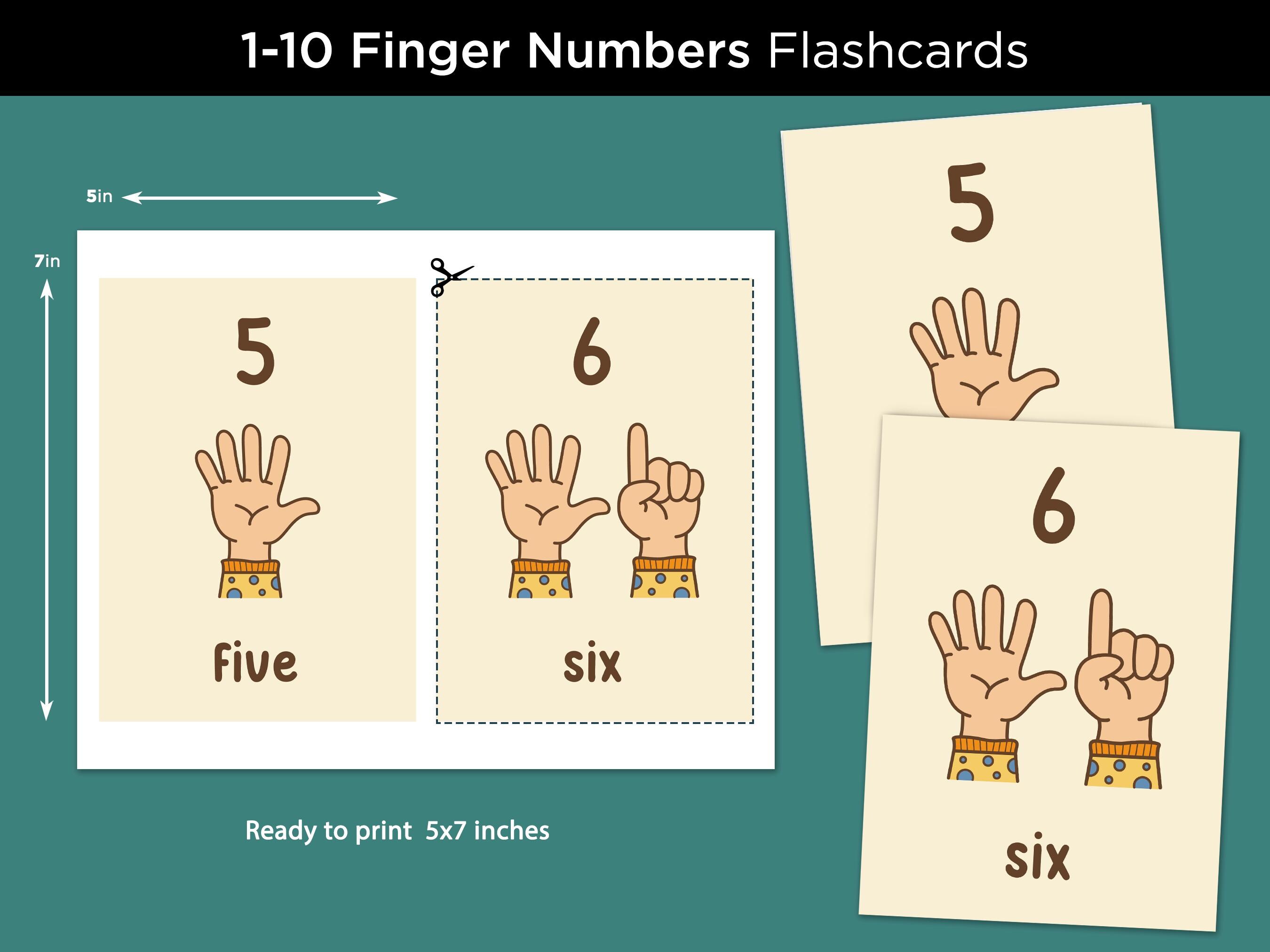 Finger Counting Number Flash Cards, Counting 1-10, Number Flash Cards ...