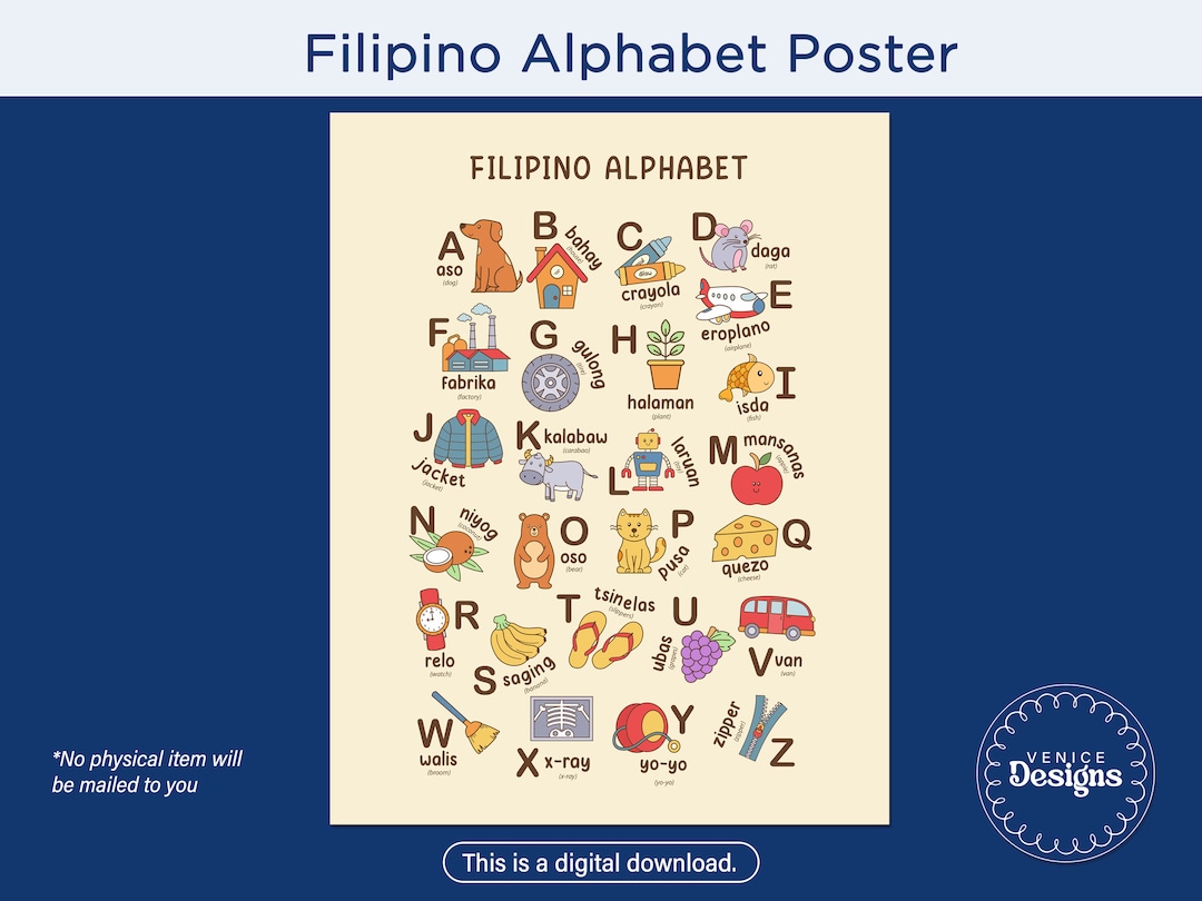 Filipino Alphabet Printable Poster, Tagalog Alphabet Kids Room Decor ...