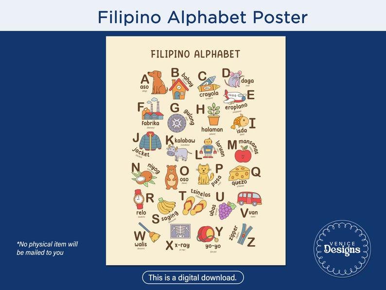 Filipino Alphabet Printable Poster, Tagalog Alphabet Kids Room Decor ...