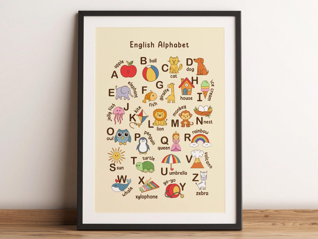 English Alphabet Kids Poster, ABC Nursery Wall Art (digital Download ...
