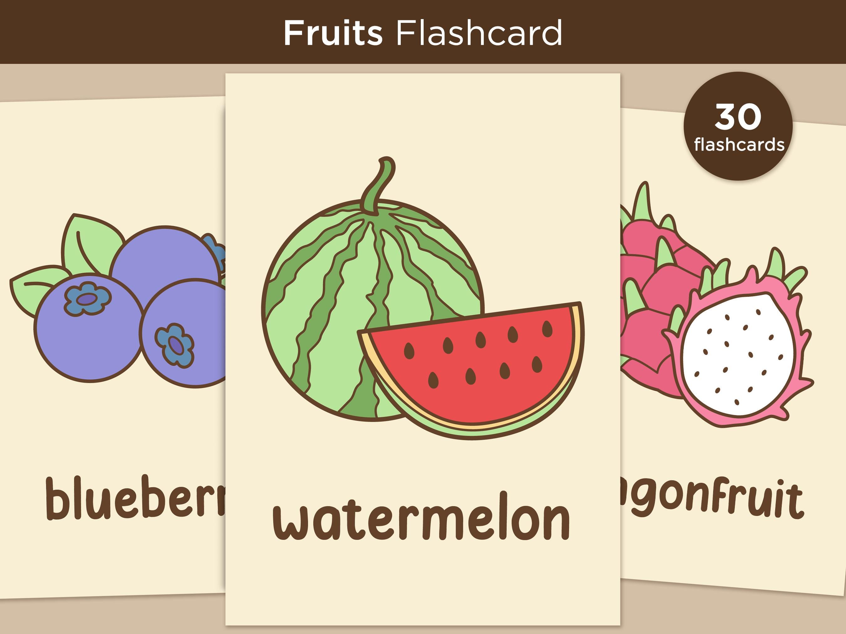 30 Illustrative Fruit Flashcards, Montessori Cards, Nomenclature ...