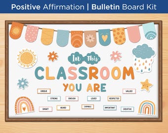 Positive Affirmation Bulletin Board, Classroom Door Decor, Bright Boho ...