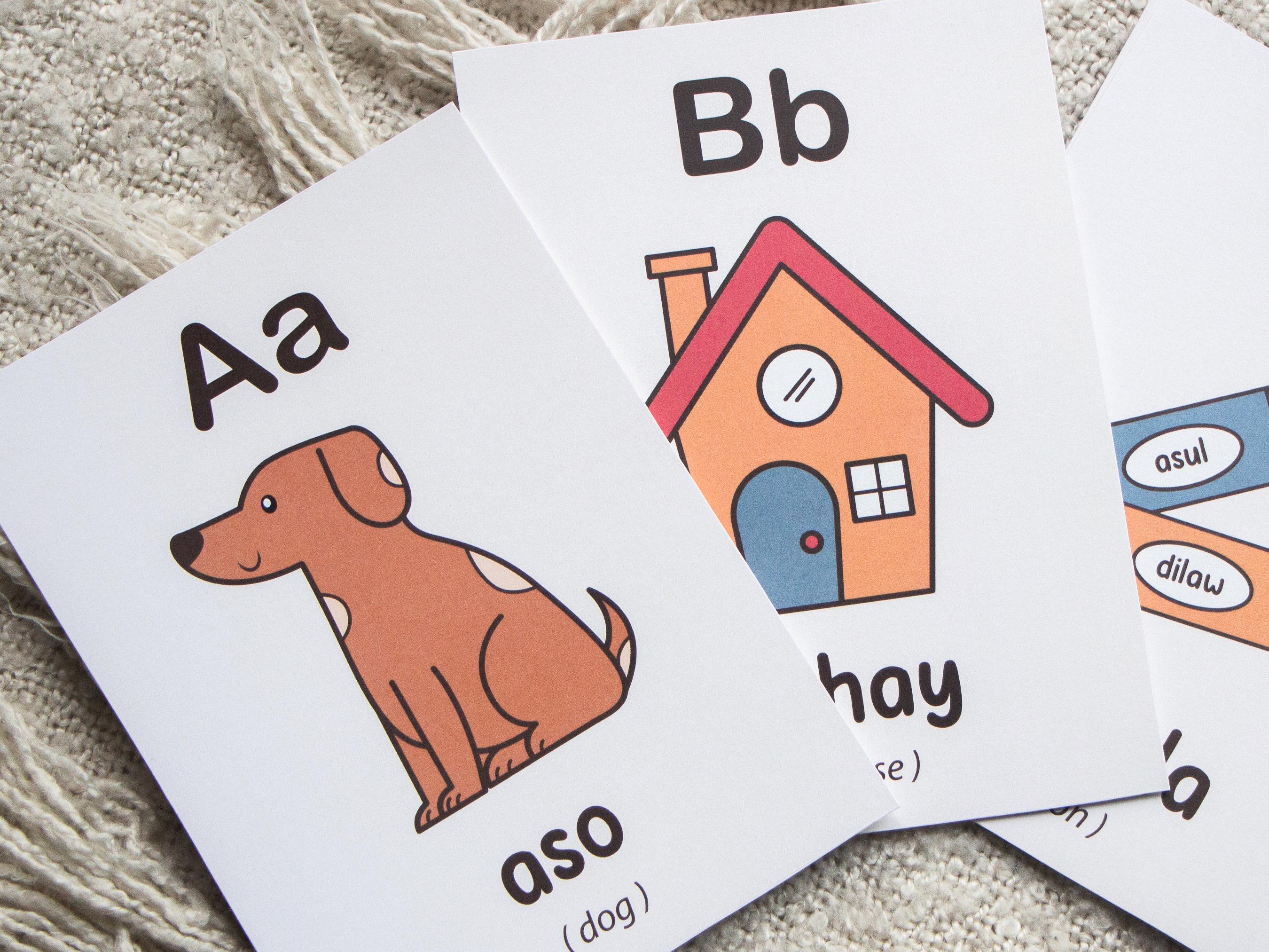 Filipino Alphabet Flashcards, Tagalog Flashcards Alphabets With English ...