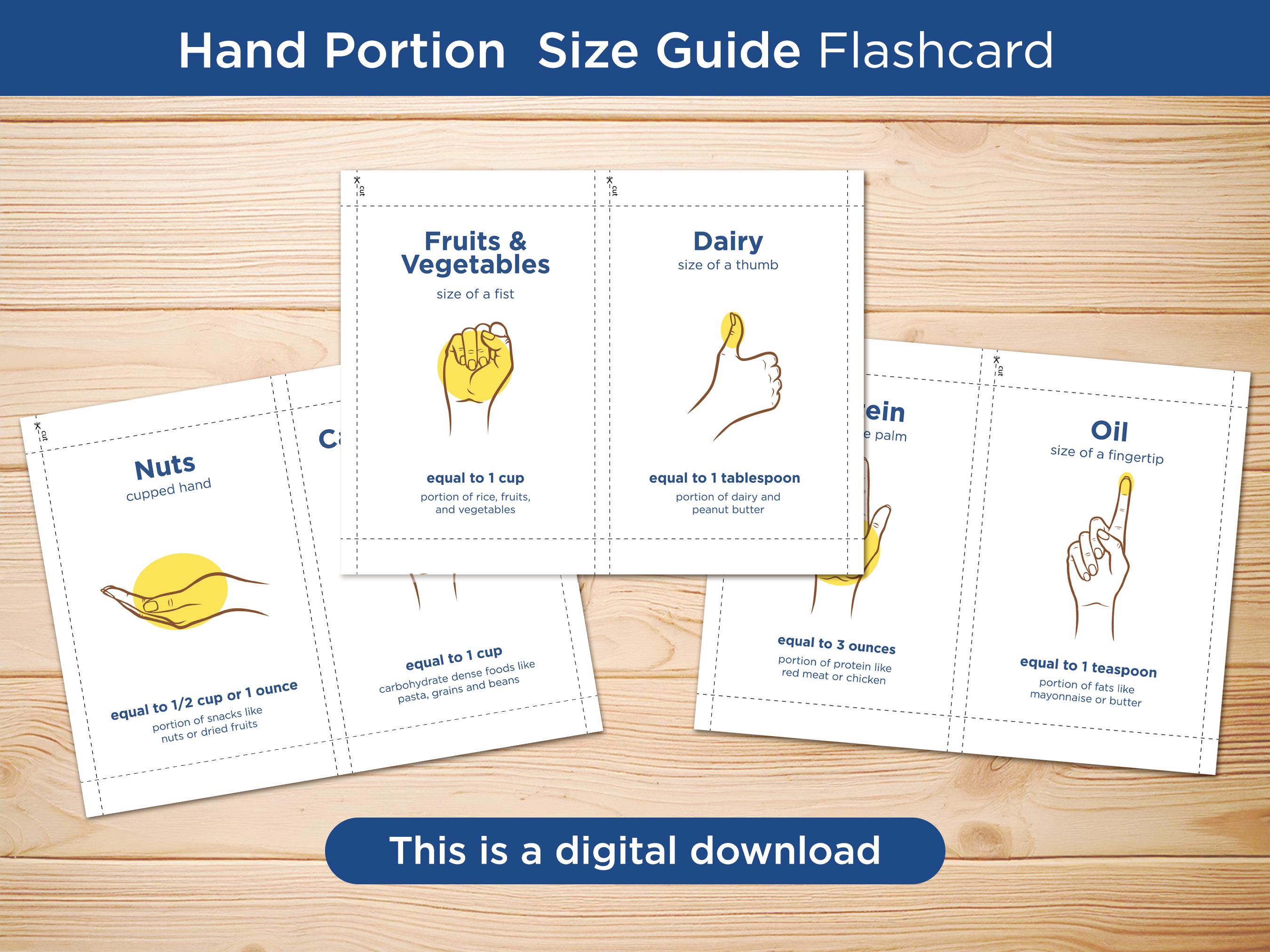 Hand Portion Food Guide Flashcards, Portion Control Guide, Portion Size ...