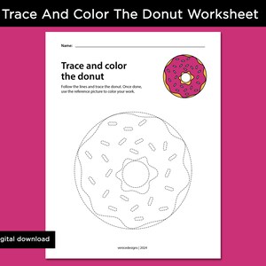 Trace and Color the Donut Worksheet, Tracing Worksheet, Printable ...